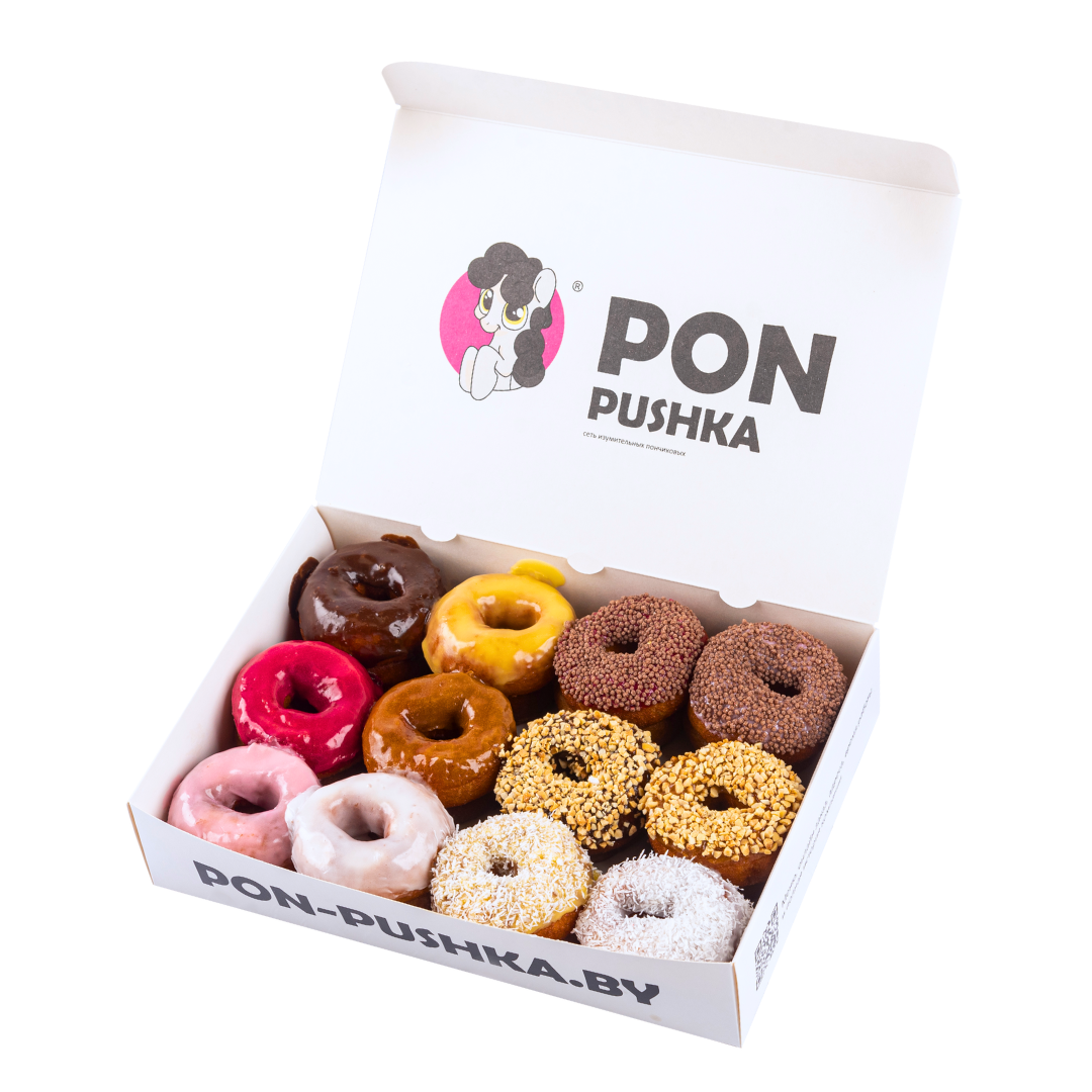 Смотрите, какая акция: БигБоксы из 12 и 24 пончиков в "PON-PUSHKA" со ...